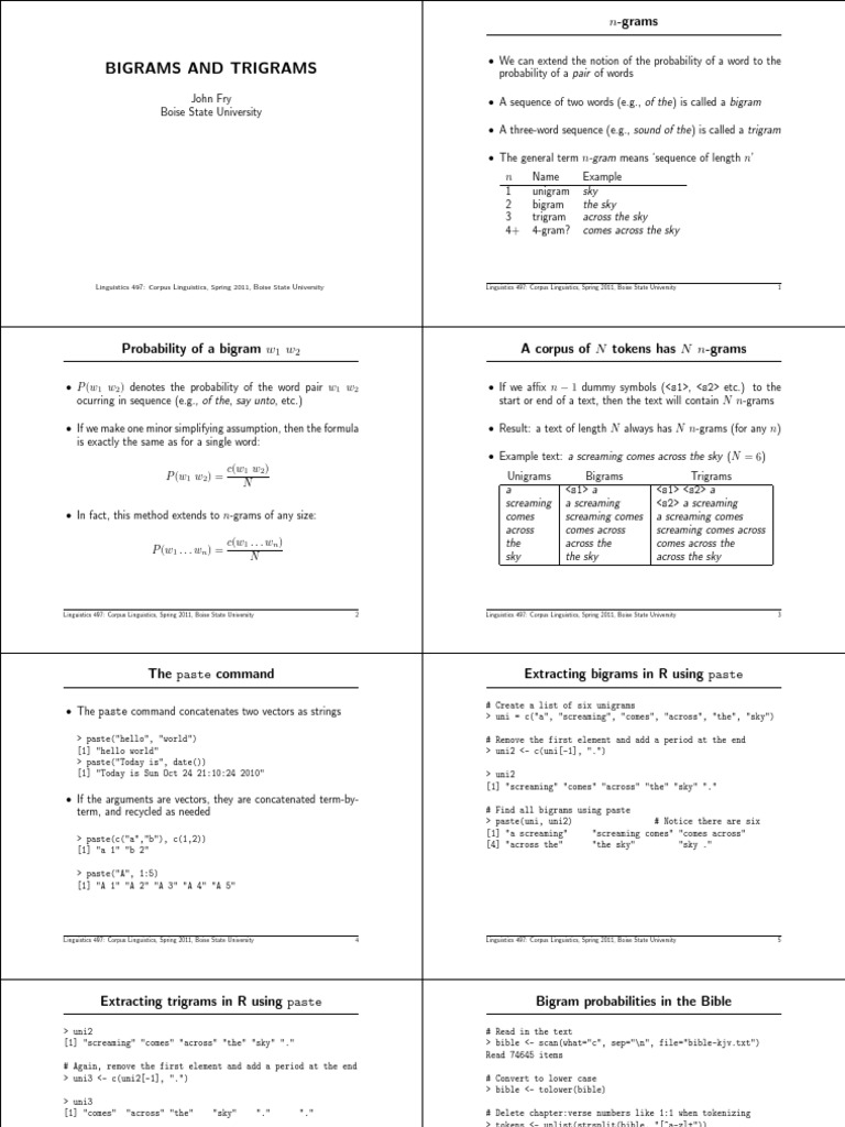 Bigrams and Trigrams | PDF | Statistics | Linguistics