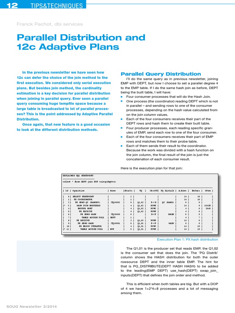 Oracle Parallel Distribution and 12c Adaptive Plans | PDF | Sql ...
