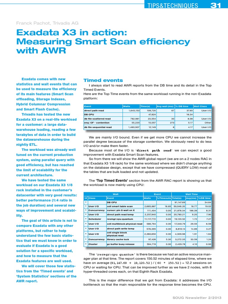 Exadata X3 in Action: Measuring Smart Scan Efficiency With AWR | PDF | Areas Of Computer Science ...