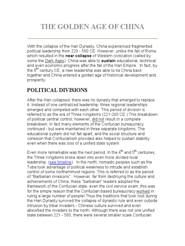 China - Golden Age | PDF | Tang Dynasty | History Of China