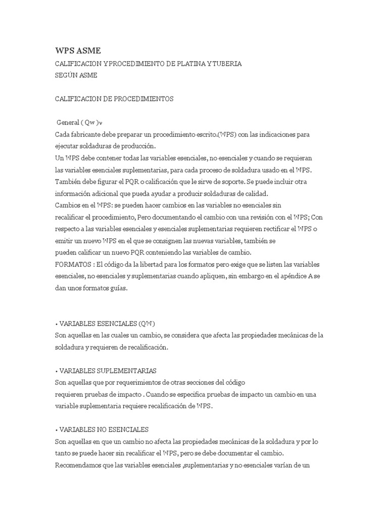 WPS Asme | PDF | Soldadura | Construcción
