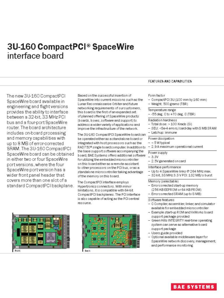 3U CompactPCI Spacewire Datasheet | PDF | Microcontroller | Computer Memory
