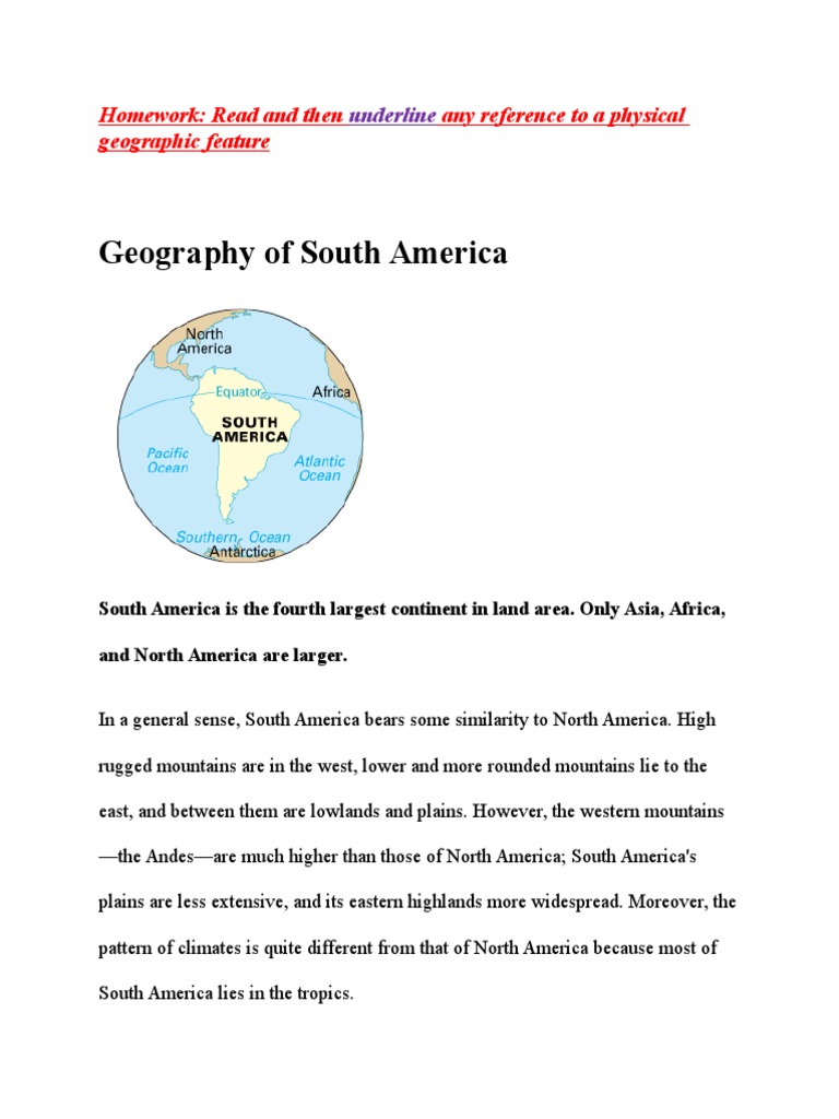 South America's Geography Overview | PDF | Rain | Andes