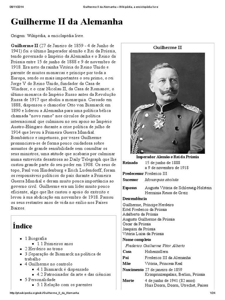 Guilherme II Da Alemanha | PDF | Wilhelm Ii | Otto Von Bismarck
