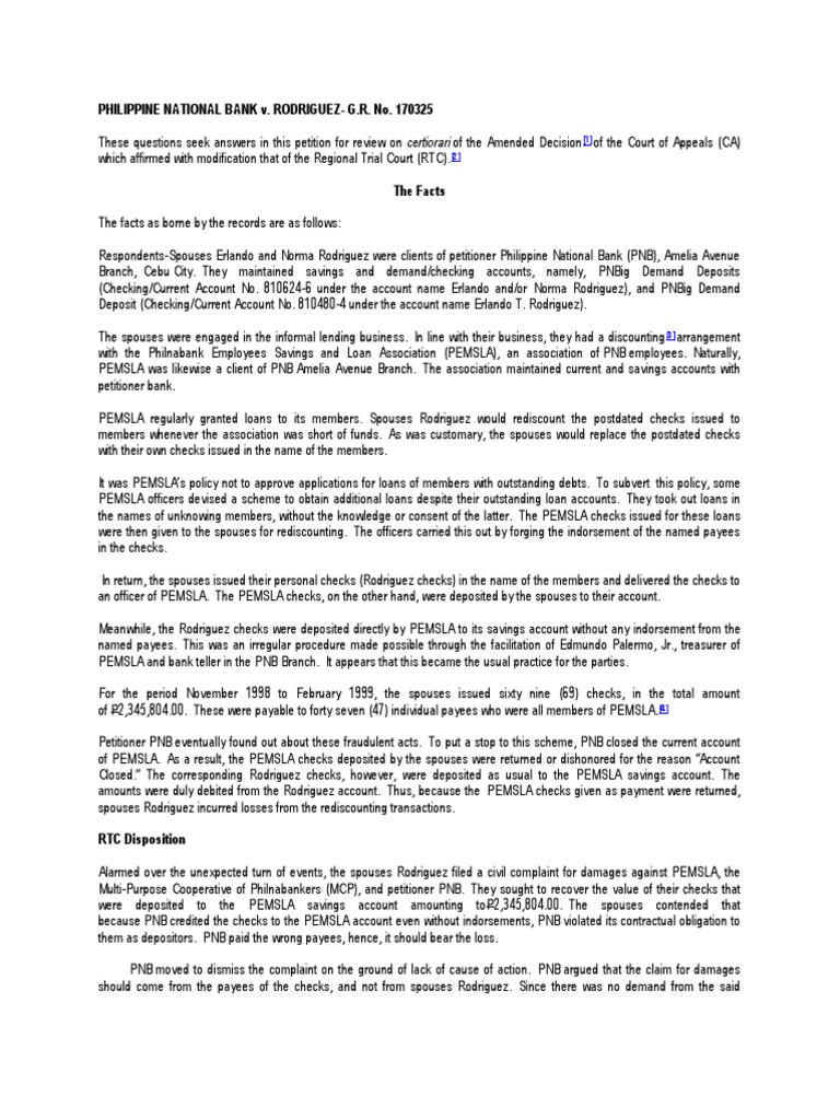 Philippine National Bank V Rodriguez Nego | PDF
