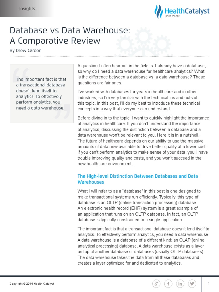 Database Vs Data Warehouse A Comparative Review | PDF | Data Warehouse ...