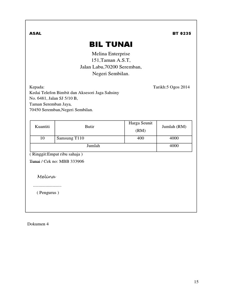 Dokumen 4 - BIL Tunai | PDF