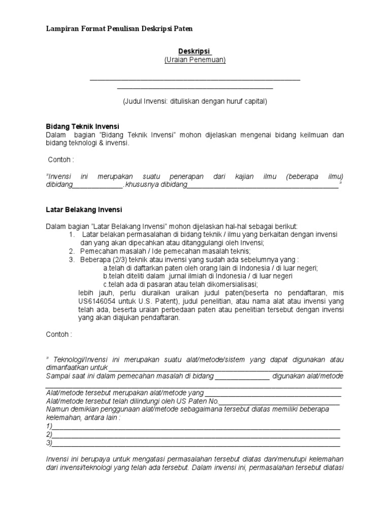 Format Deskripsi Paten | PDF