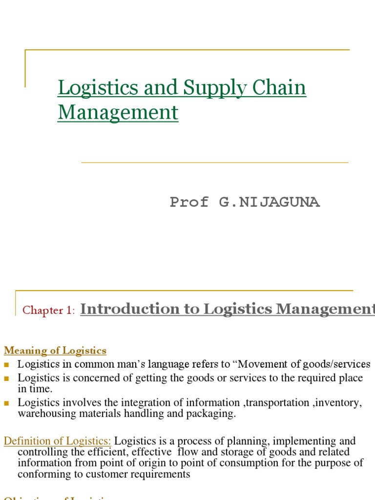Understanding the Fundamentals of Logistics Management | PDF ...