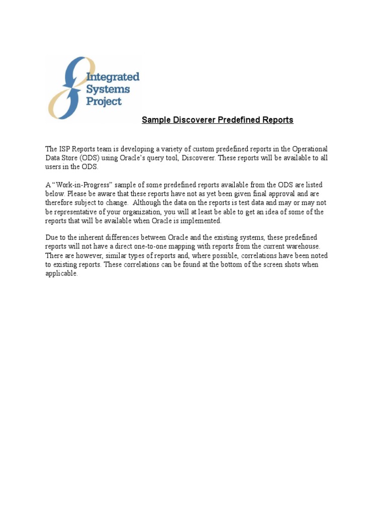 Oracle Discoverer Predefined Reports Guide | PDF | Voucher | Financial ...