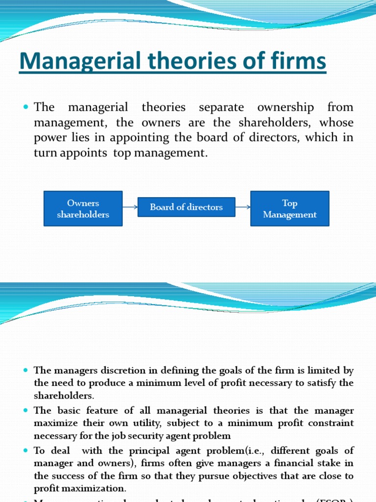 Managerial Theories of Firms - PPTX Me | PDF | Employee Stock Ownership ...