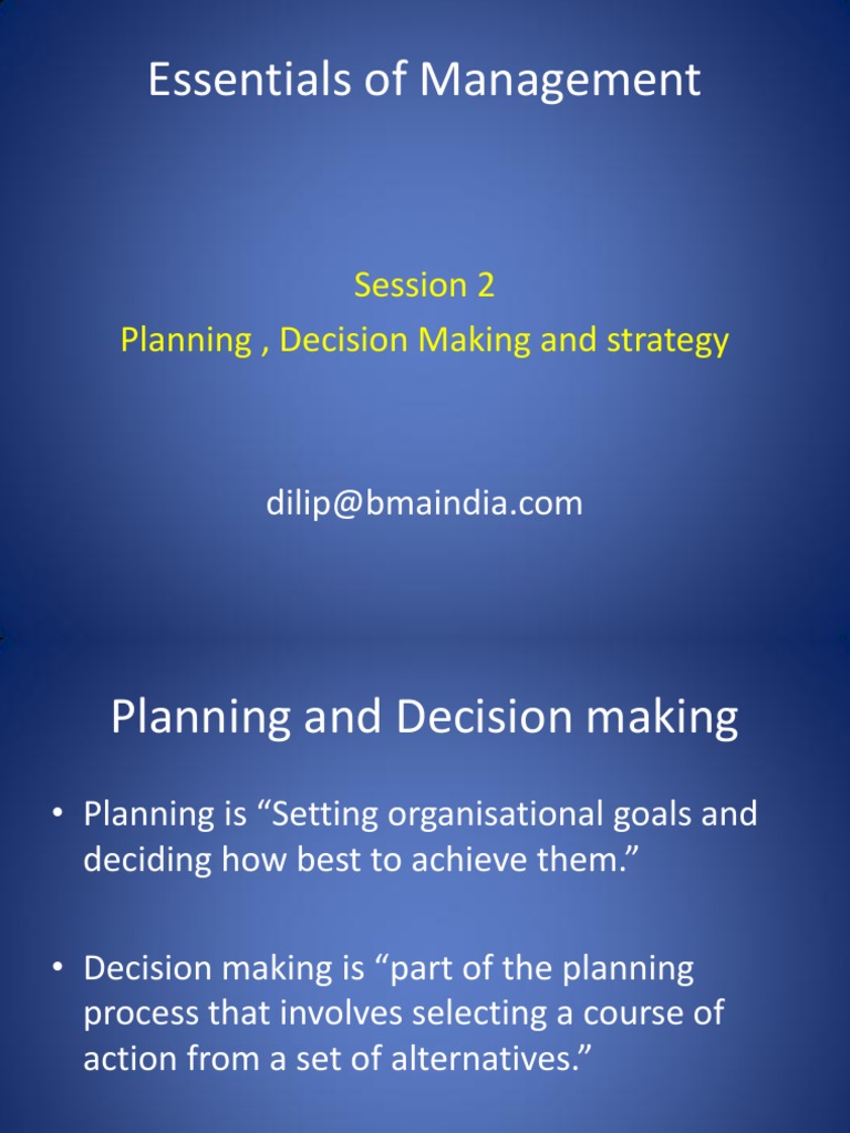 Planning and DM Session 2 | Strategic Management | Goal