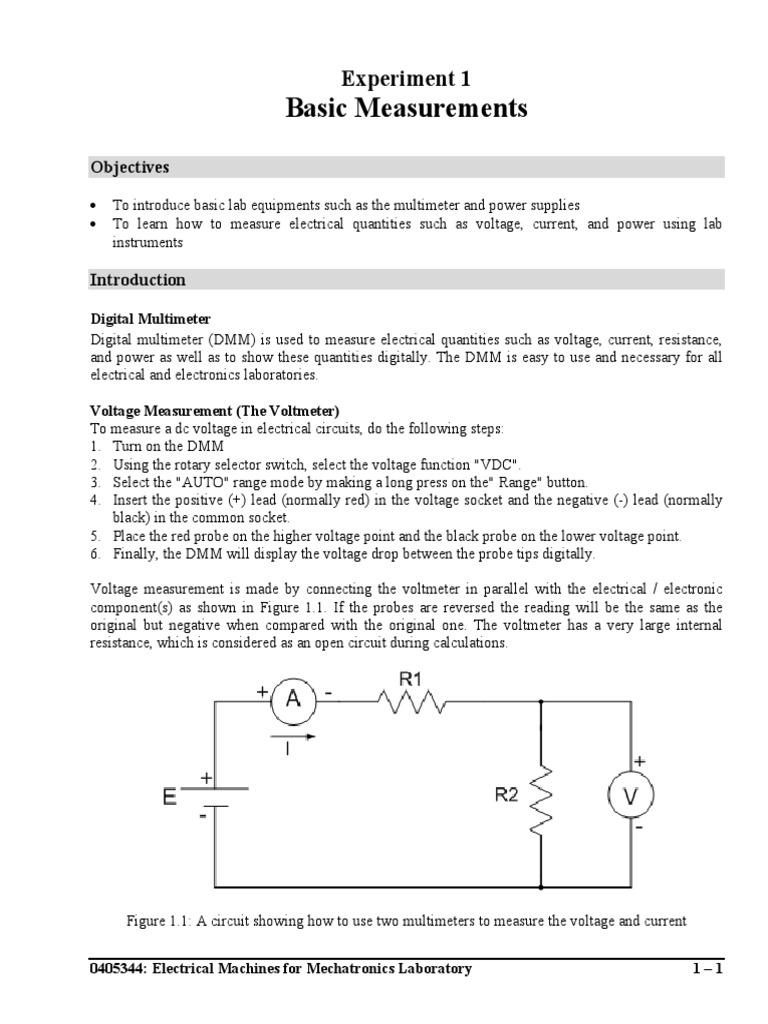 Basic Measurements: Experiment 1 | PDF | Inductor | Electric Current