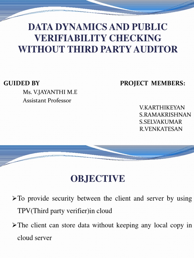 Data Dynamics and Public Verifiability Checking Without Third Party Auditor | PDF | Computer ...