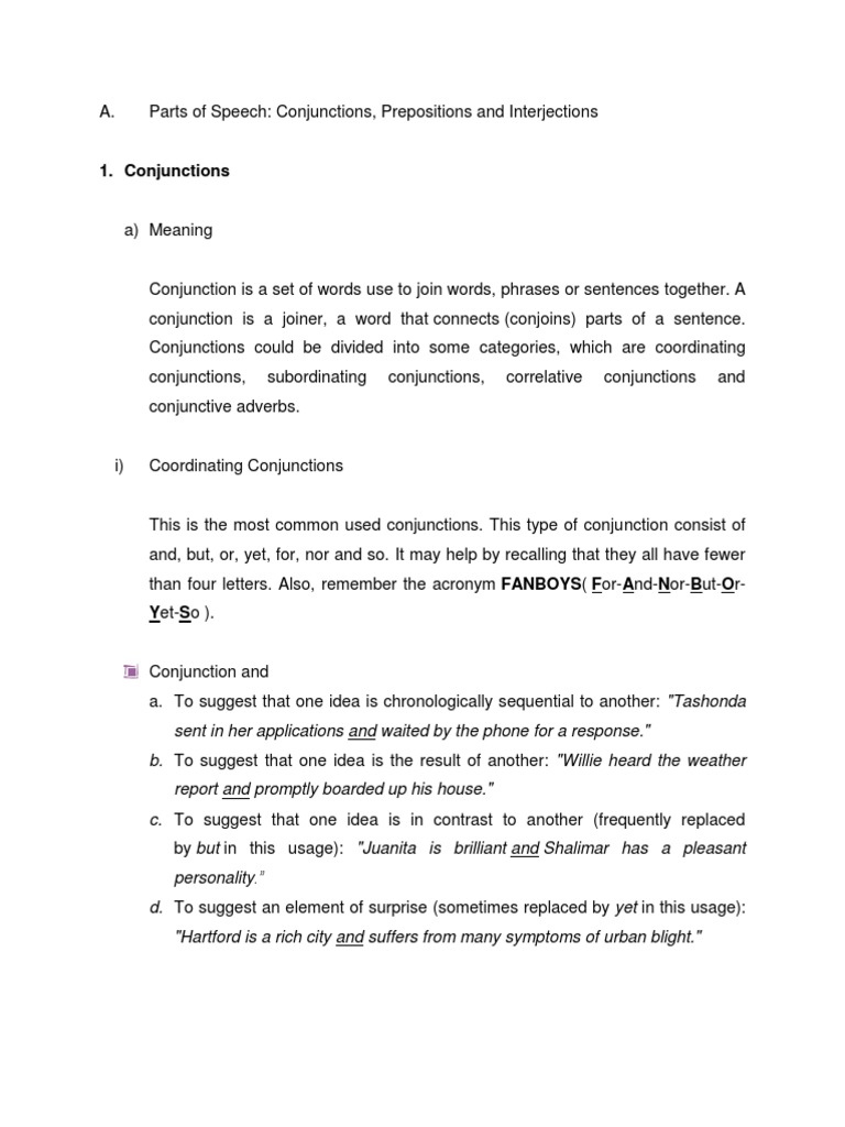 Parts of Speech: Conjunctions, Prepositions and Interjections Explained ...