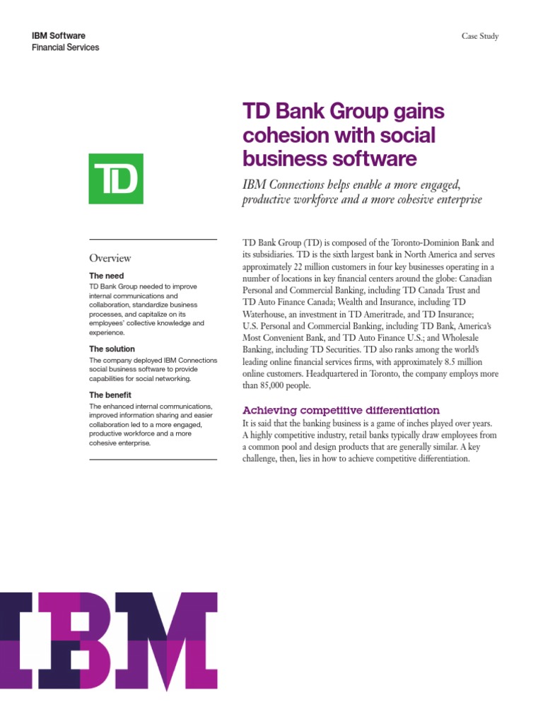 TD Bank - IBM Case Study | PDF | Collaboration | Social Networking Service
