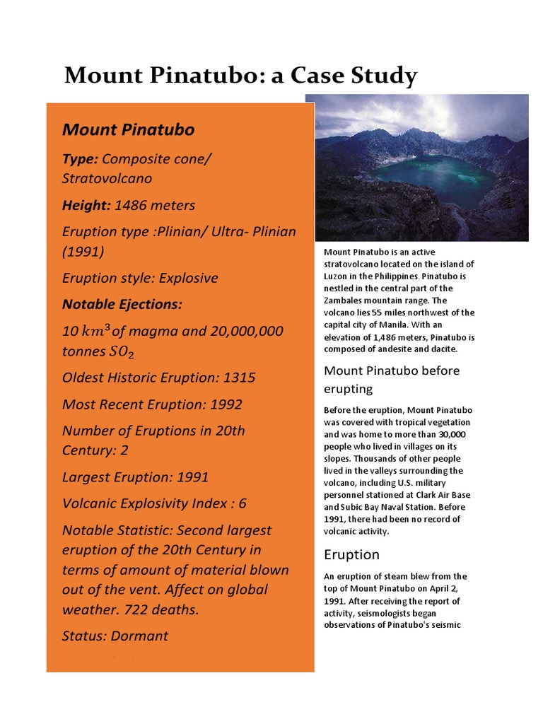 Mount Pinatubo Case Study ( Latest Eruption) | PDF | Types Of Volcanic ...