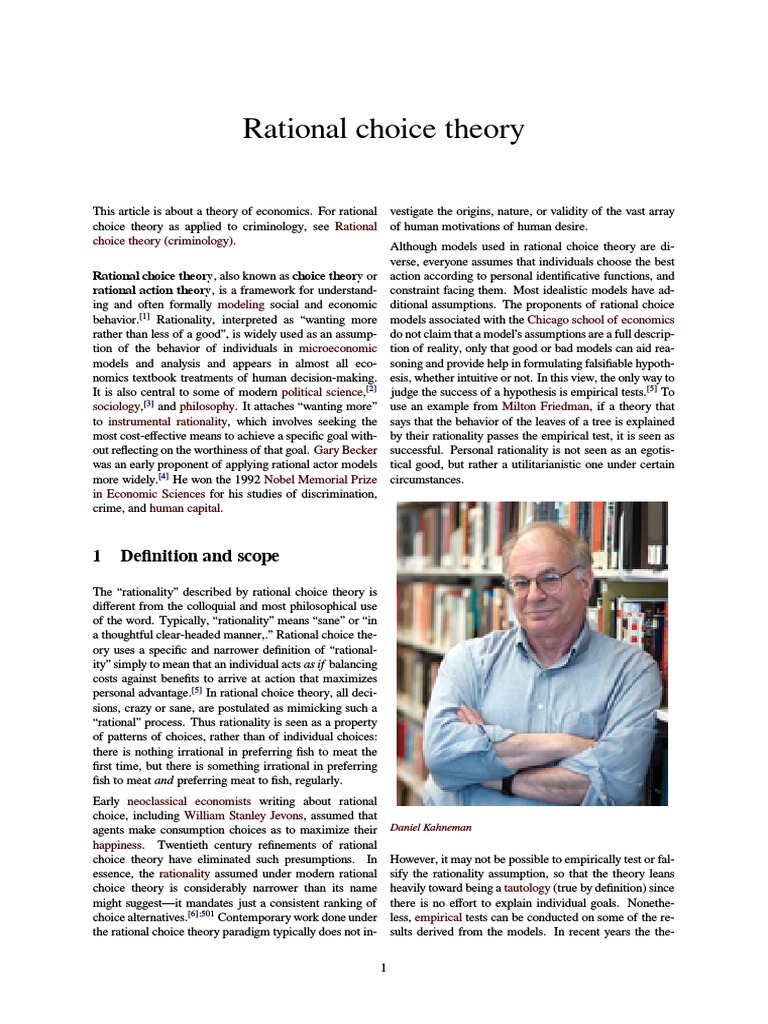 Rational Choice Theory, Also Known as Choice Theory | Epistemology Of ...