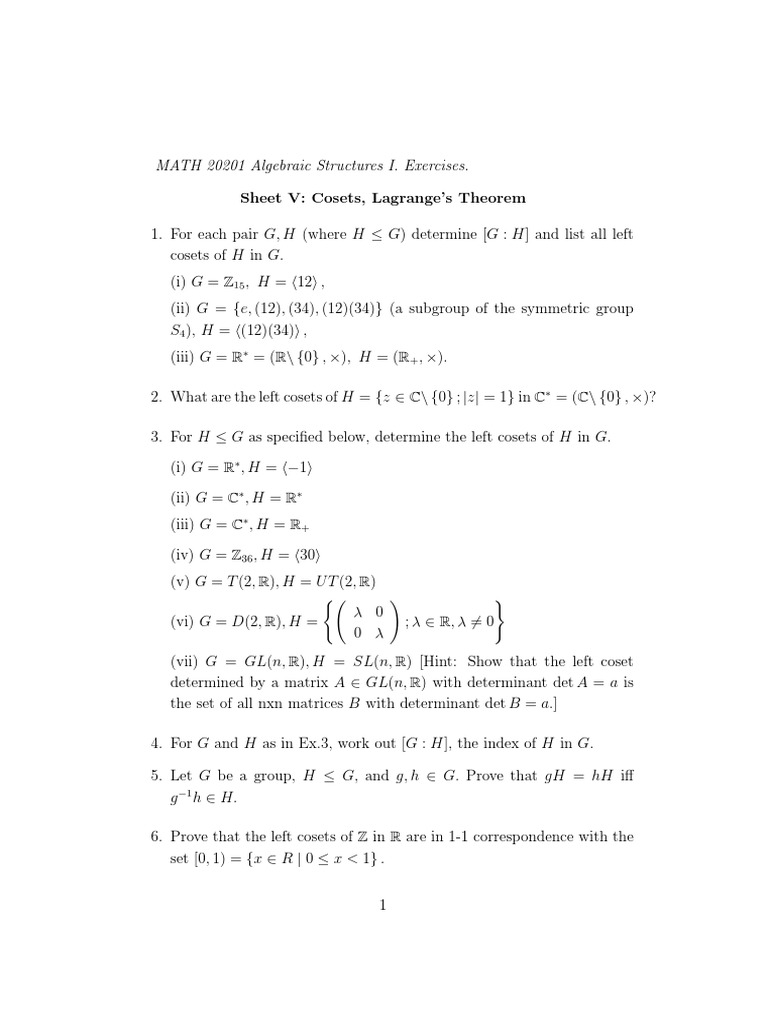 Questions of Algebraic Estructure | PDF