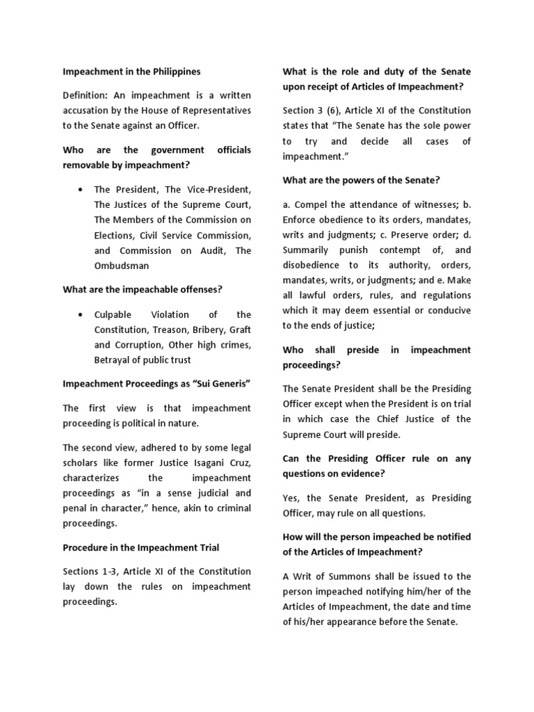 Impeachment Process in the Philippines | PDF | Impeachment | United ...