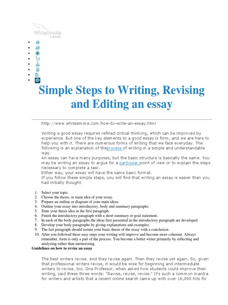Simple Steps To Writing, Revising and Editing An Essay: Home Products ...