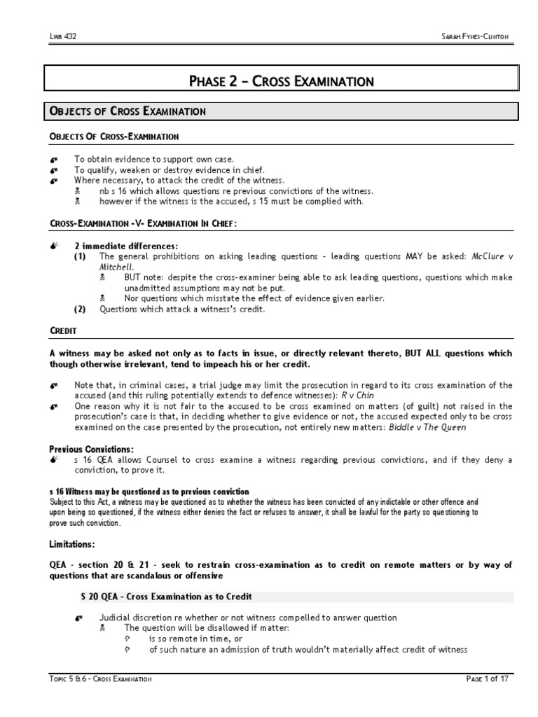 Cross Examination Techniques and Rules | PDF | Cross Examination ...