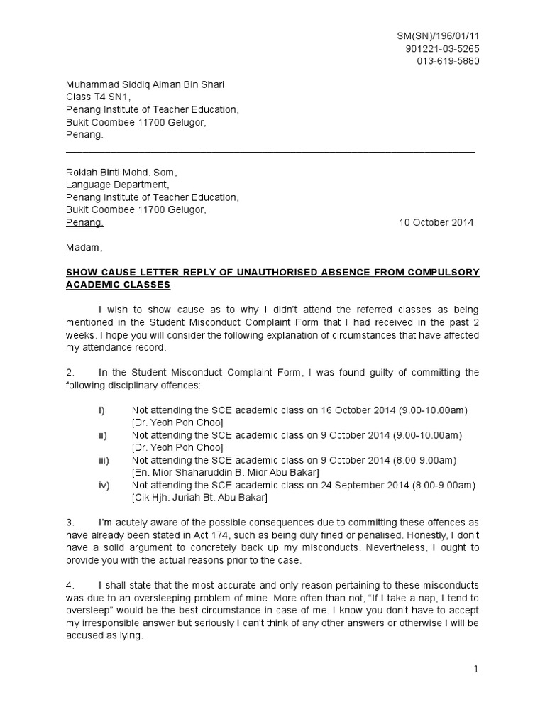 Show Cause Letter Tutor | Justice | Crime & Justice