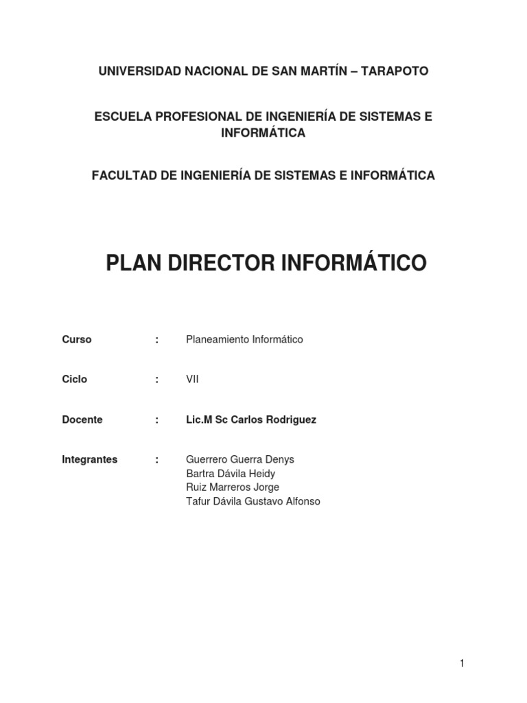 Ejemplo Plan Director Informatico | Planificación | Toma de decisiones