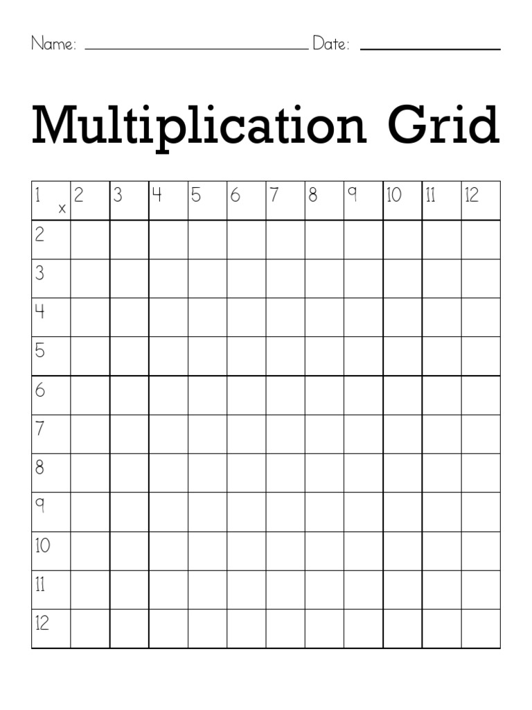 Multiplication Grid for Quick Reference | PDF
