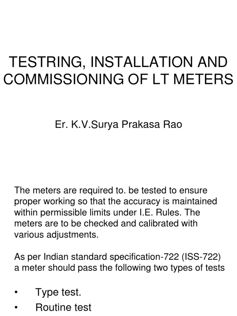 Testring Installation and Commissioning of LT Meters | PDF | Inductor ...