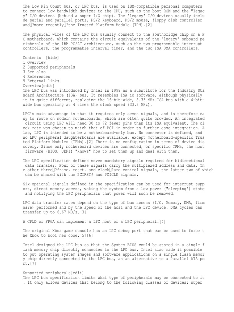 Lpc Bus Pdf Computer Hardware Areas Of Computer Science