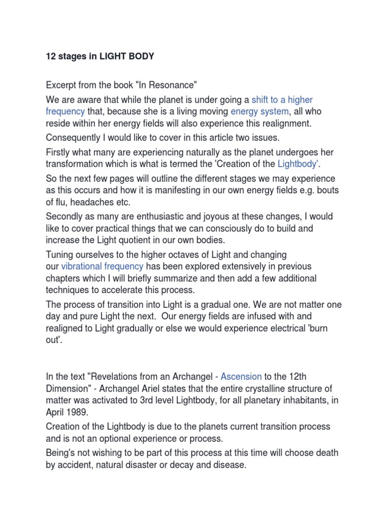 12 Stages of Light Body | PDF | Chakra | Emotions
