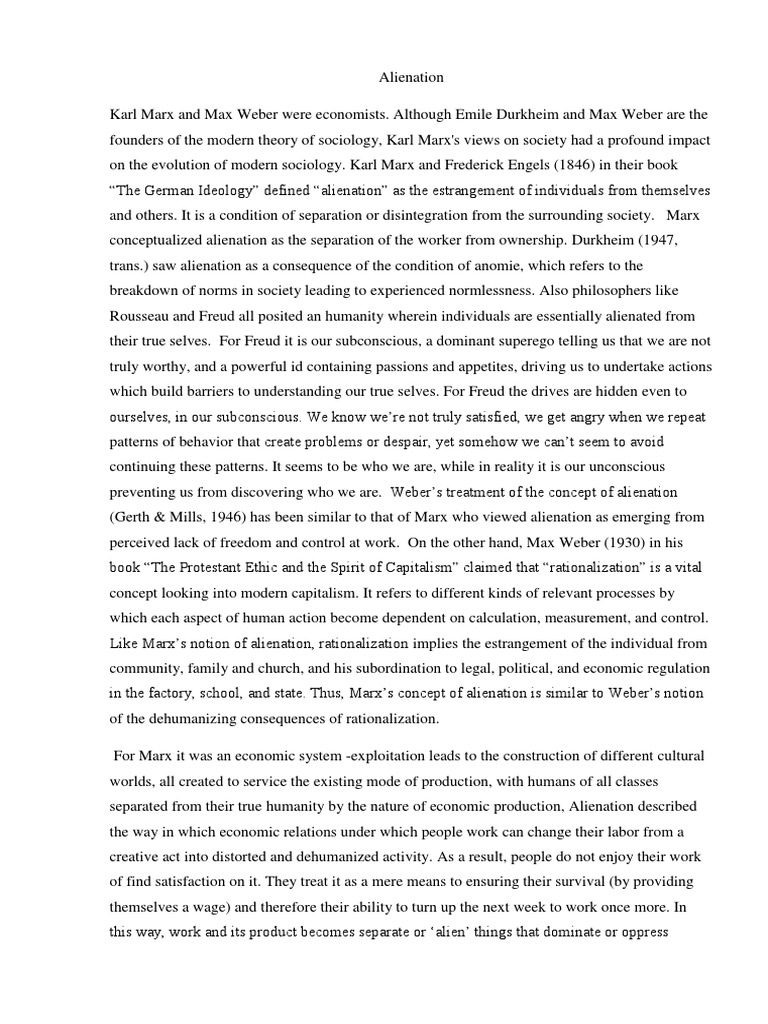 Sociology | Social Alienation | Max Weber