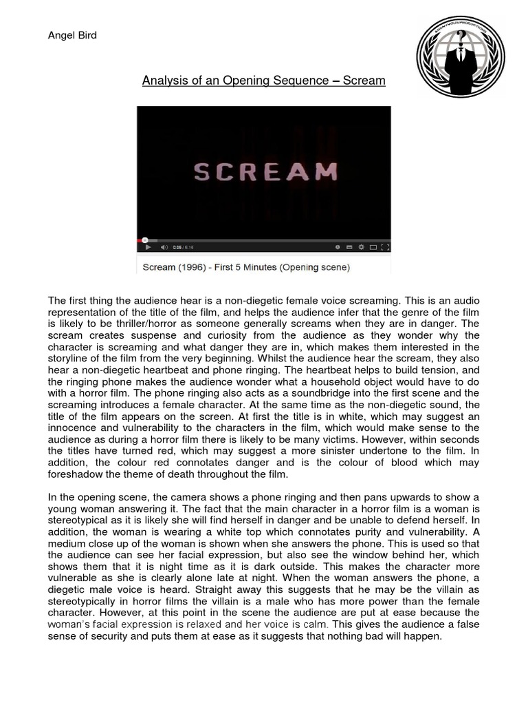 Analysis of An Opening Sequence: Scream | PDF | Thriller (Genre ...