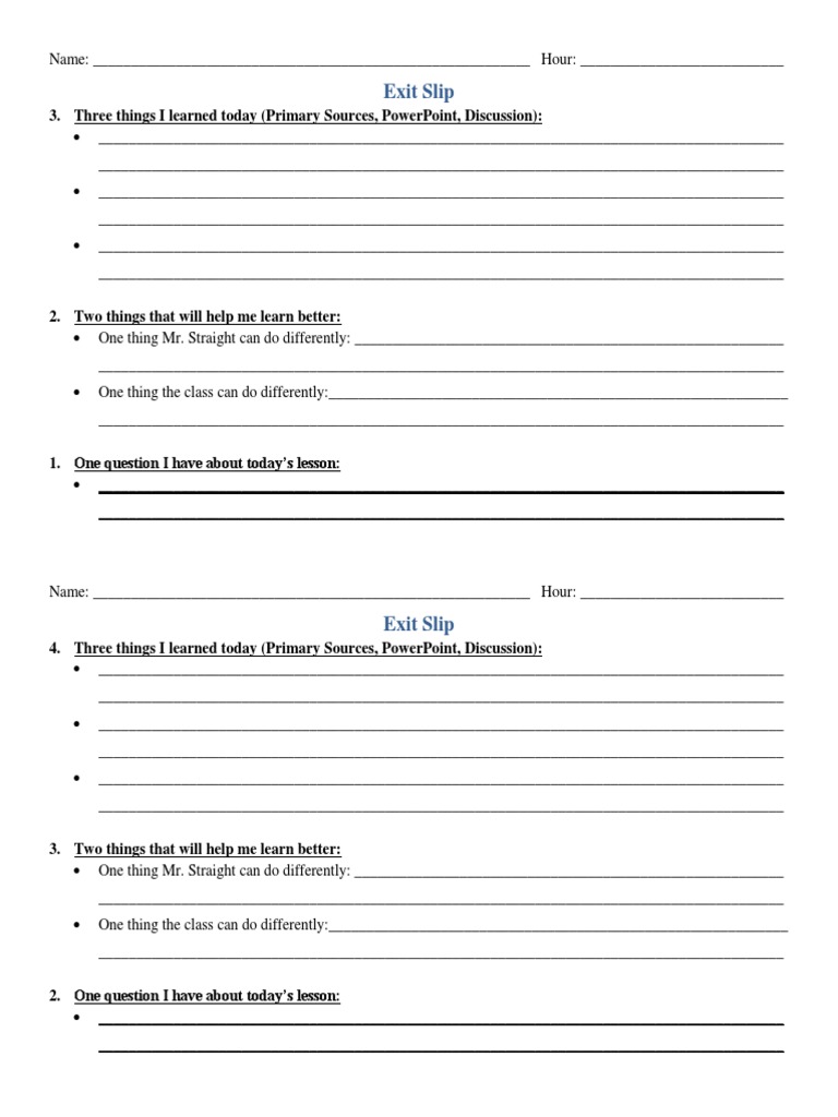 Exit Slip | PDF | Career & Growth