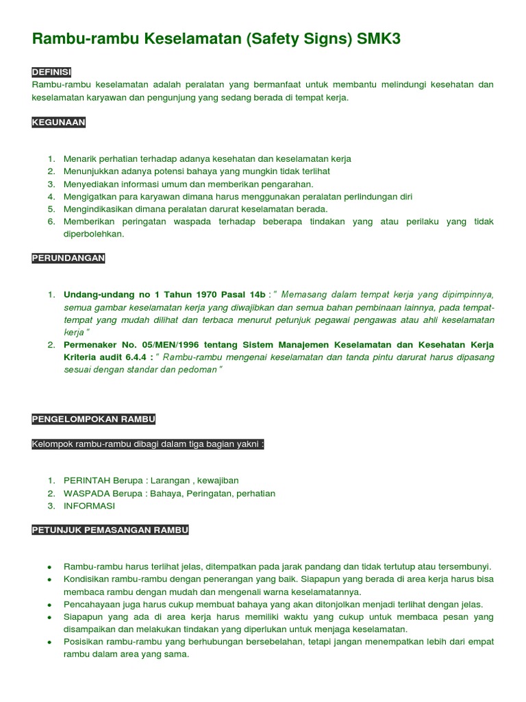 Cara Pemasangan Rambu K3 | PDF