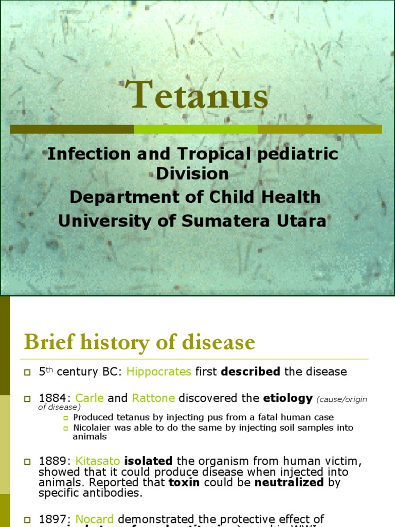 Tetanus in Pediatrics: History and Treatment | PDF | Medical ...