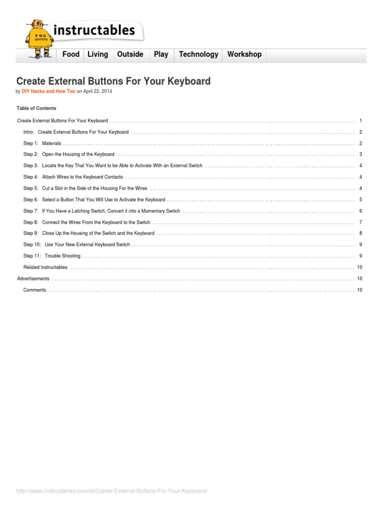 Create External Buttons For Your Keyboard | PDF | Switch | Computer Keyboard