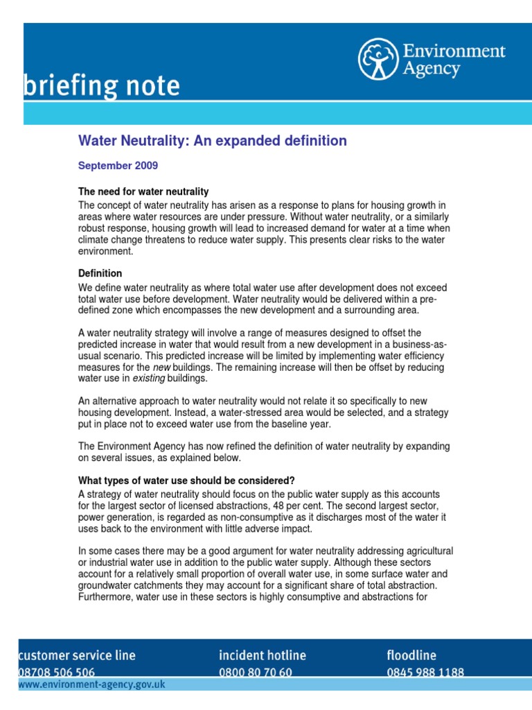 Water Neutrality Definition | PDF | Water Use | Water Resources