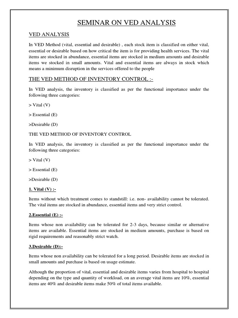Ved Analysis | PDF | Inventory | Business