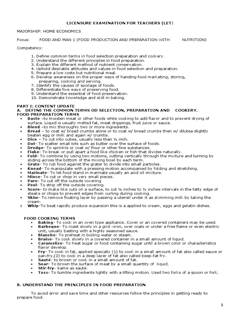 Tle-Foods Review Notes | PDF | Food Preservation | Cooking
