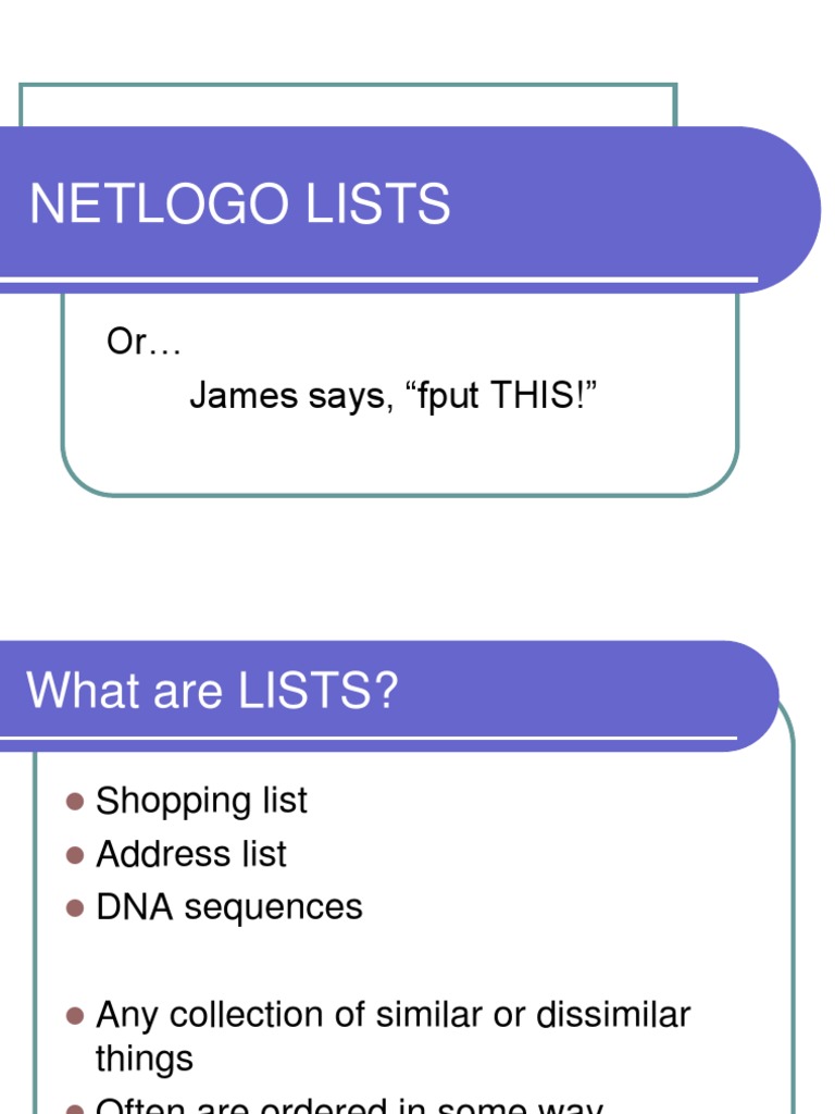 Netlogo Lists | PDF | Computer Programming | Areas Of Computer Science
