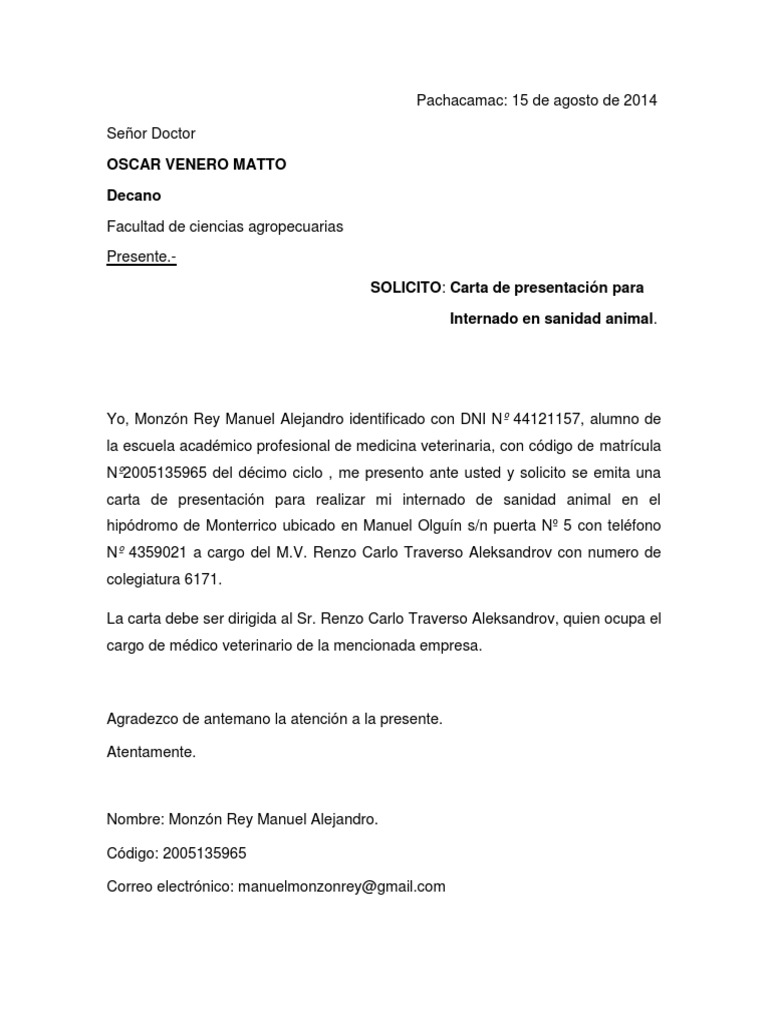 Solicitud de Internado | PDF | Cocina, comidas y vino