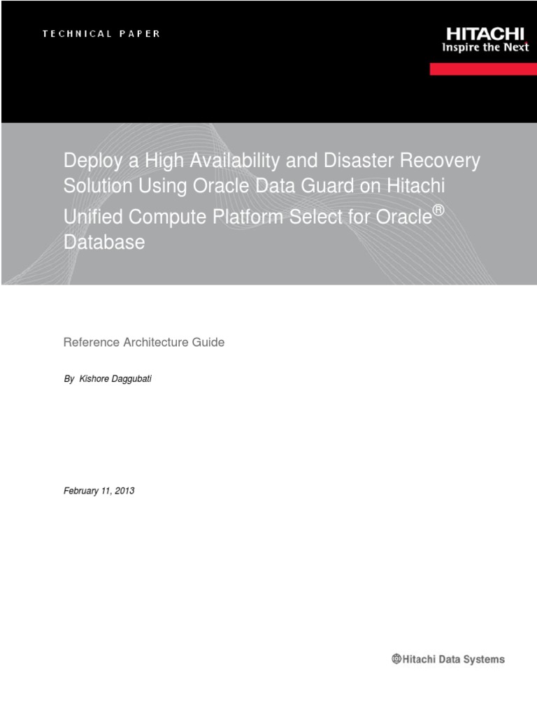 Hitachi Design Doc High Availability Disaster Recovery Solution Using Oracle Data Guard | PDF ...