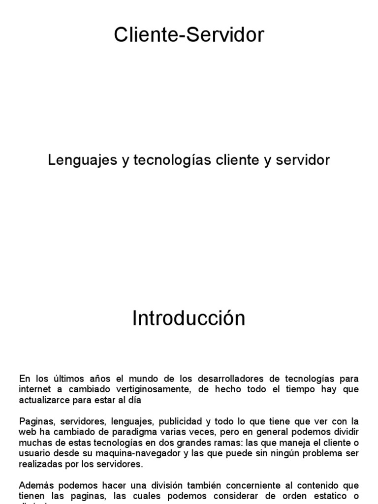 Lenguajes y Aplicaciones Del Lado Del Cliente o Del Servidor PDF | PDF ...