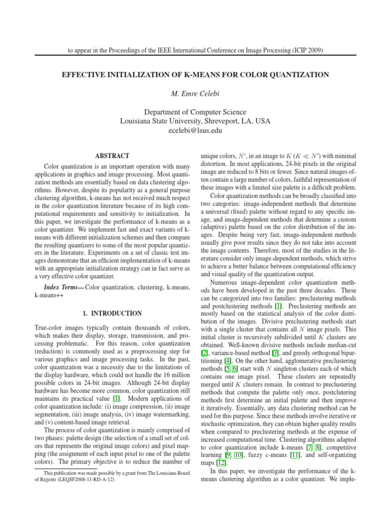 Effective Initialization of K-Means For Color Quantization | PDF ...
