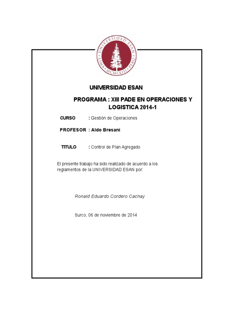 Control de Plan Agregado | PDF