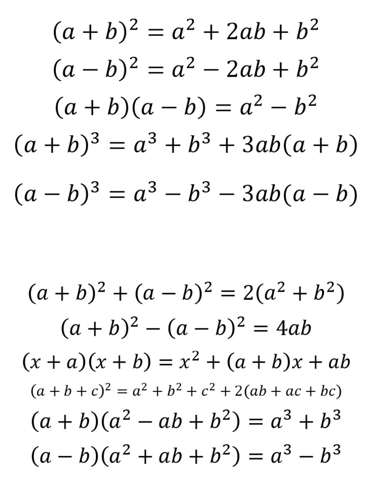 Formulas de Productos Notables | PDF