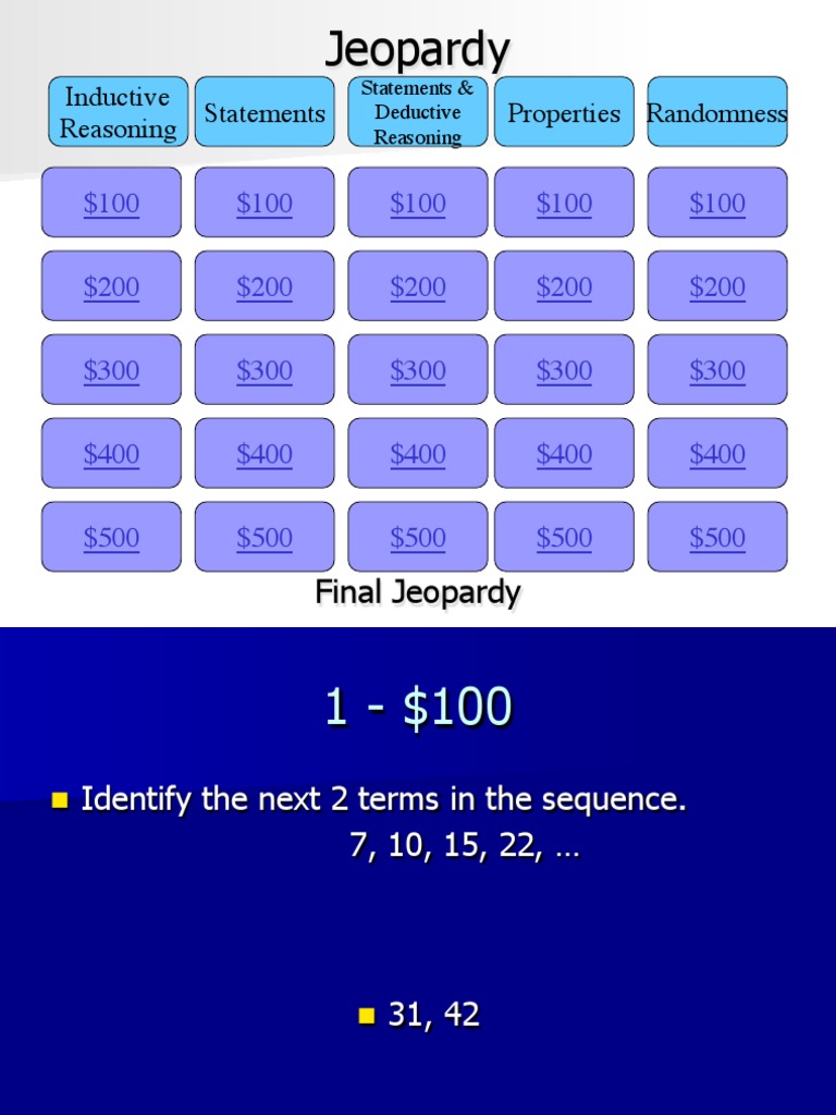 Chapter 2 Jeopardy Review PDF | PDF | Angle | Deductive Reasoning