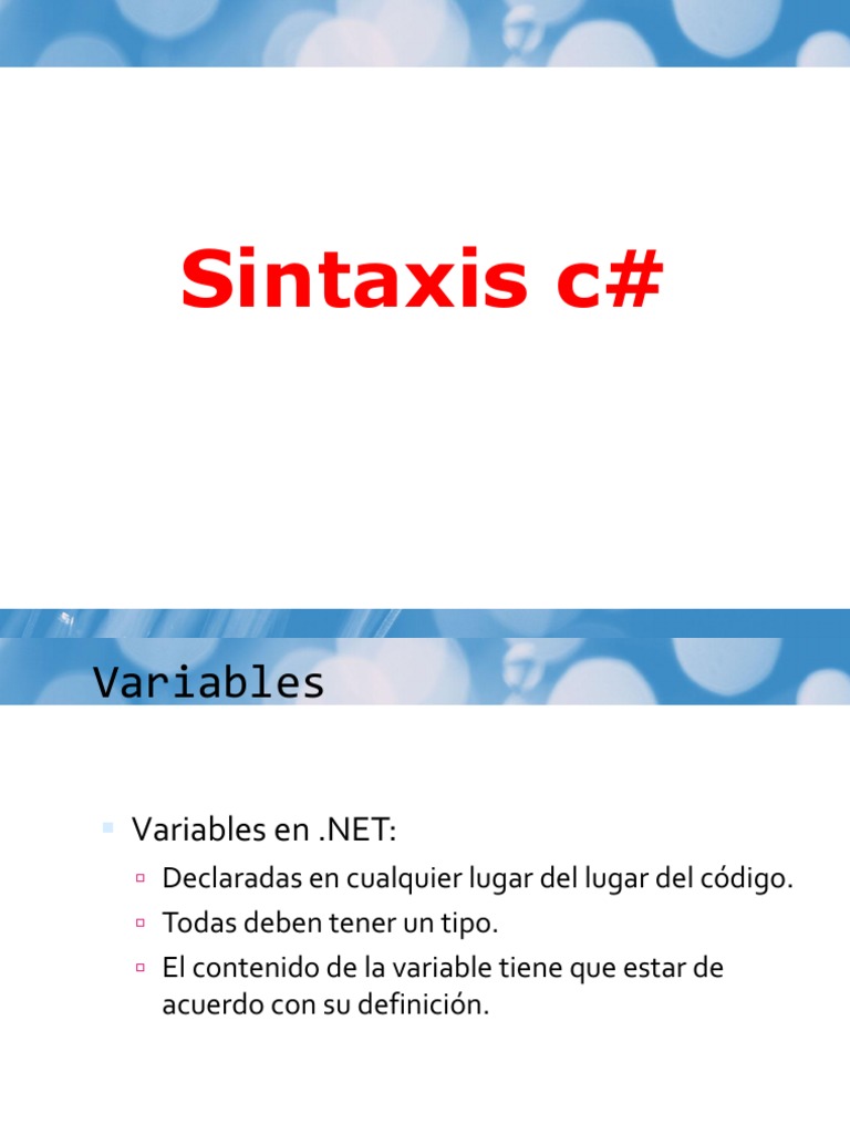 Sintaxis C# | PDF | C Sharp (lenguaje de programación) | Herencia ...